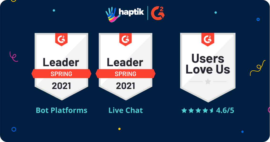 Haptik named as Leader for Bot Platform & Live Chat | G2 Spring 2021